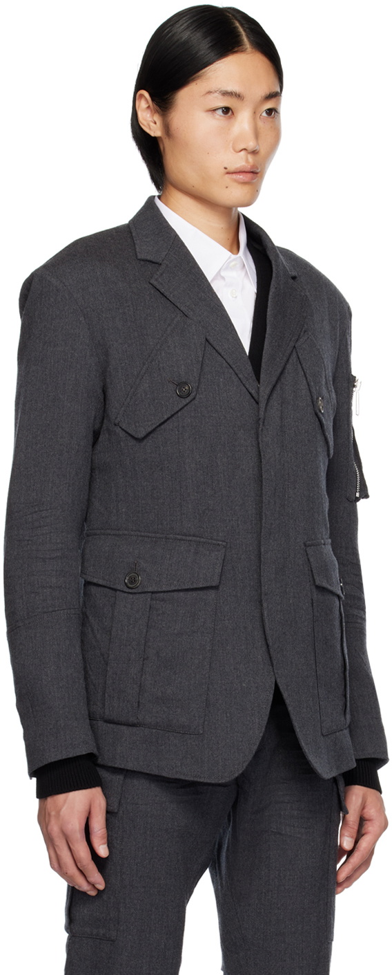Dsquared2 Gray Uniform Blazer Dsquared2