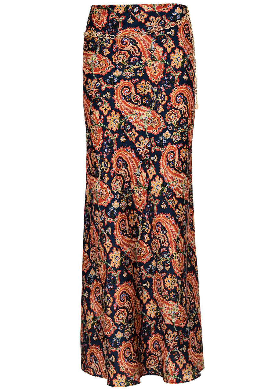 Rabanne Jupe Printed Satin Maxi Skirt Multi Print Paco Rabanne