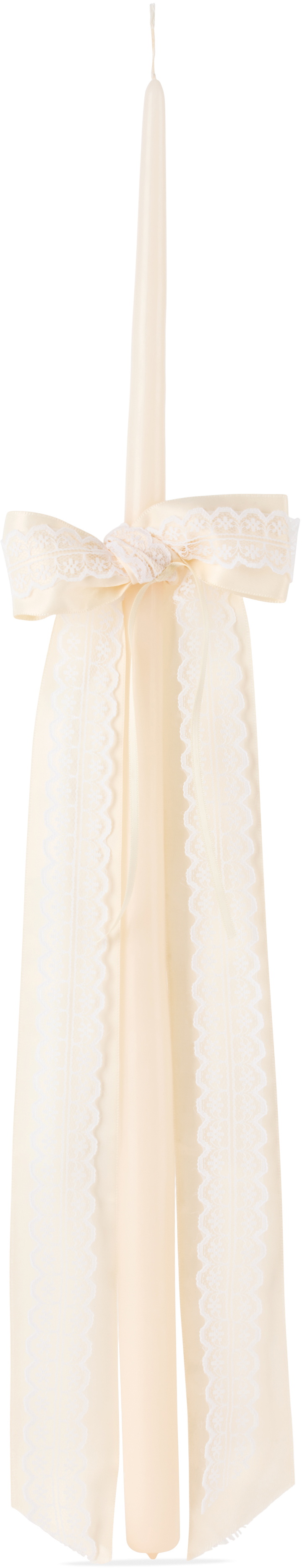 Gohar World Off-White Lace Bow Taper Candle Gohar World