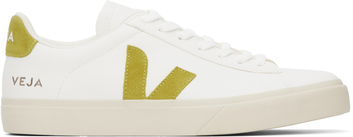 VEJA White & Yellow Campo Leather Sneakers VEJA