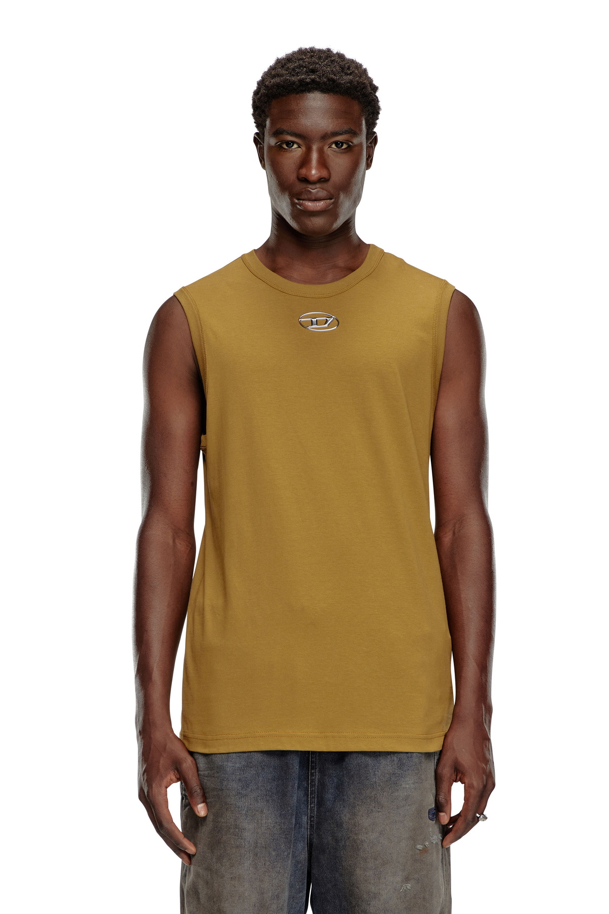 Diesel Tank top with injection-moulded Oval D - T-Shirts Mens in Brown ...