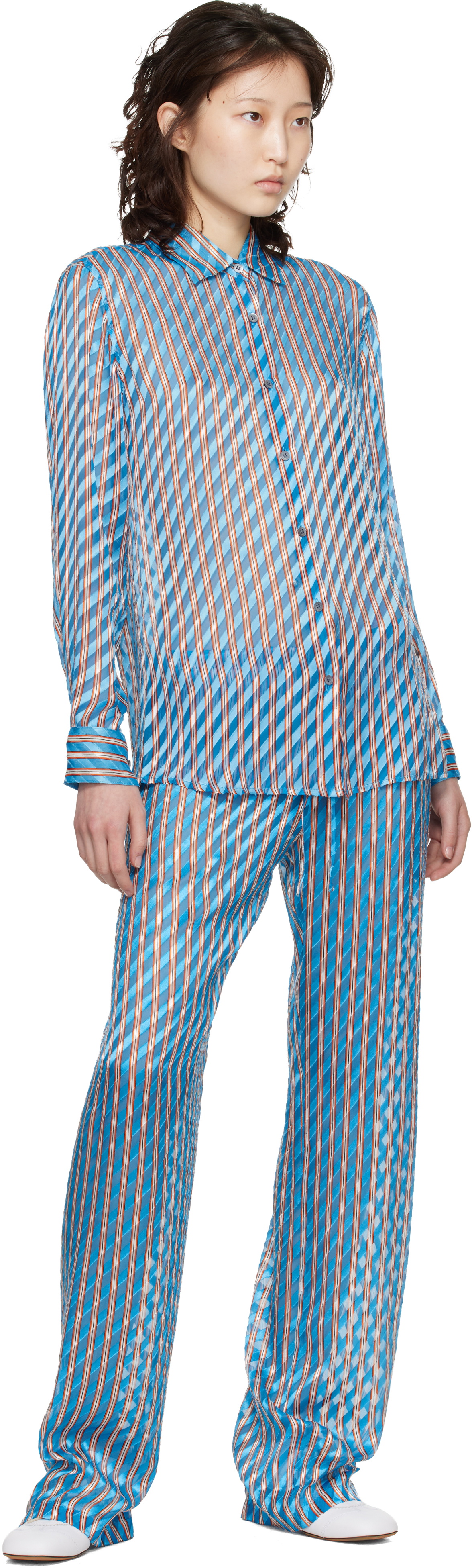 Dries Van Noten Blue Devoré Shirt Dries Van Noten