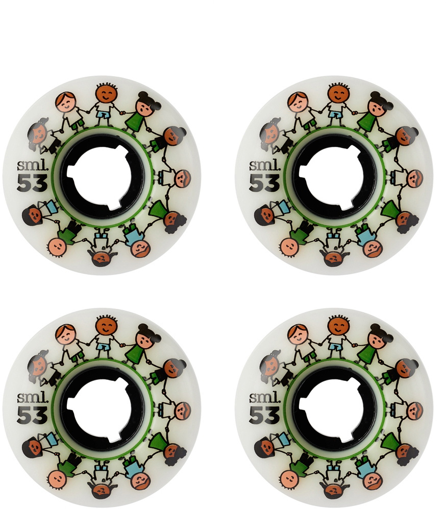 SML. Wheels White Small World Cruiser Skateboard Wheels, 53 mm