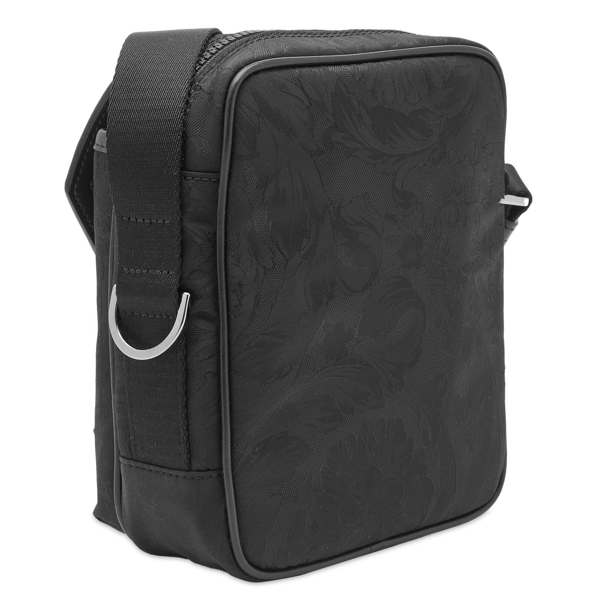 Versace Men's Nylonn Baroque Side Bag in Black Ruthenium Versace