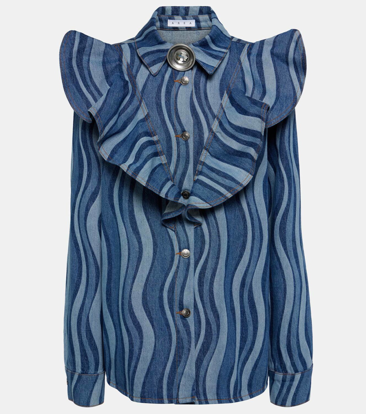 Area Sunray ruffled denim shirt AREA
