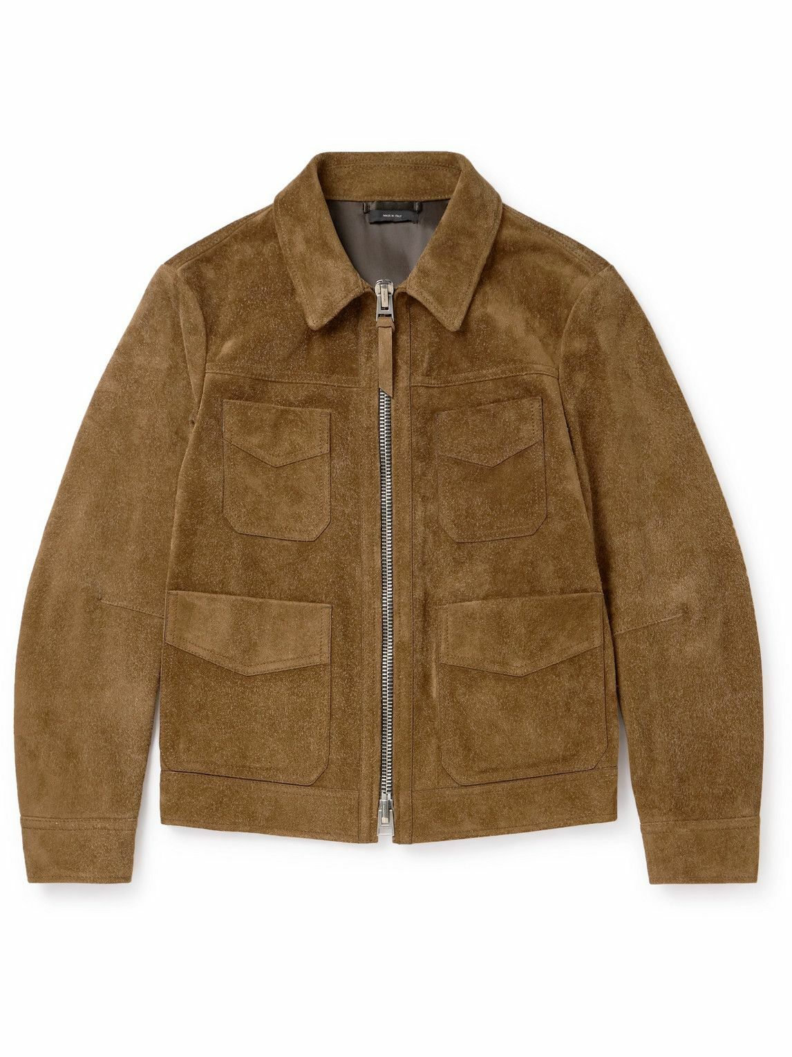 TOM FORD - Brushed-Suede Blouson Jacket - Brown TOM FORD