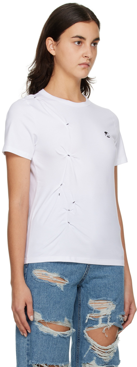 lesugiatelier White Bar Tack T-Shirt lesugiatelier