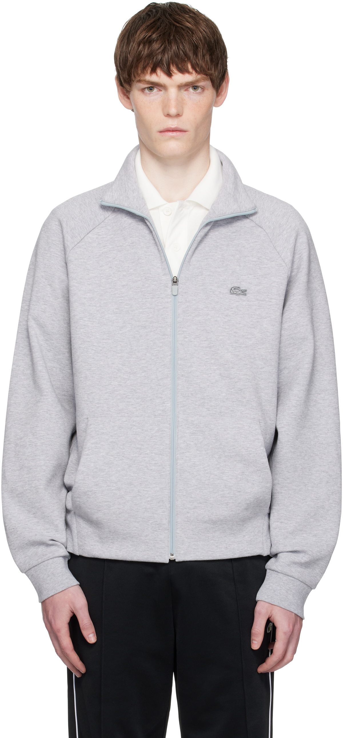 Lacoste Gray Double Faced Jersey Zip-Up Sweatshirt Lacoste