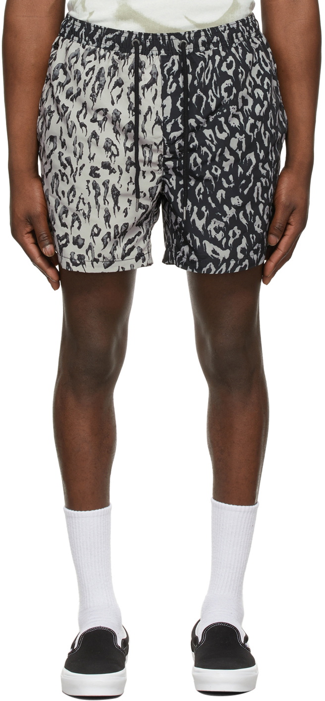Ksubi Black & Grey Two-Tone Fire Shorts Ksubi