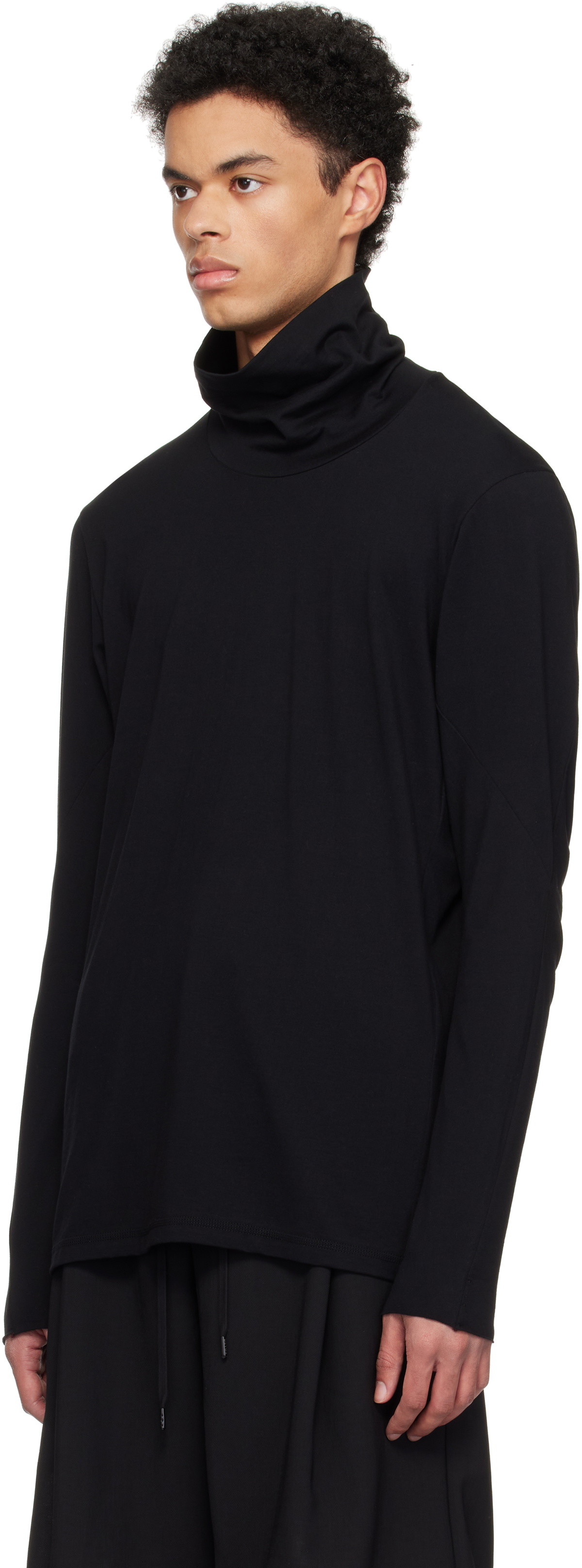 DEVOA Black Cotton Jersey Turtleneck DEVOA