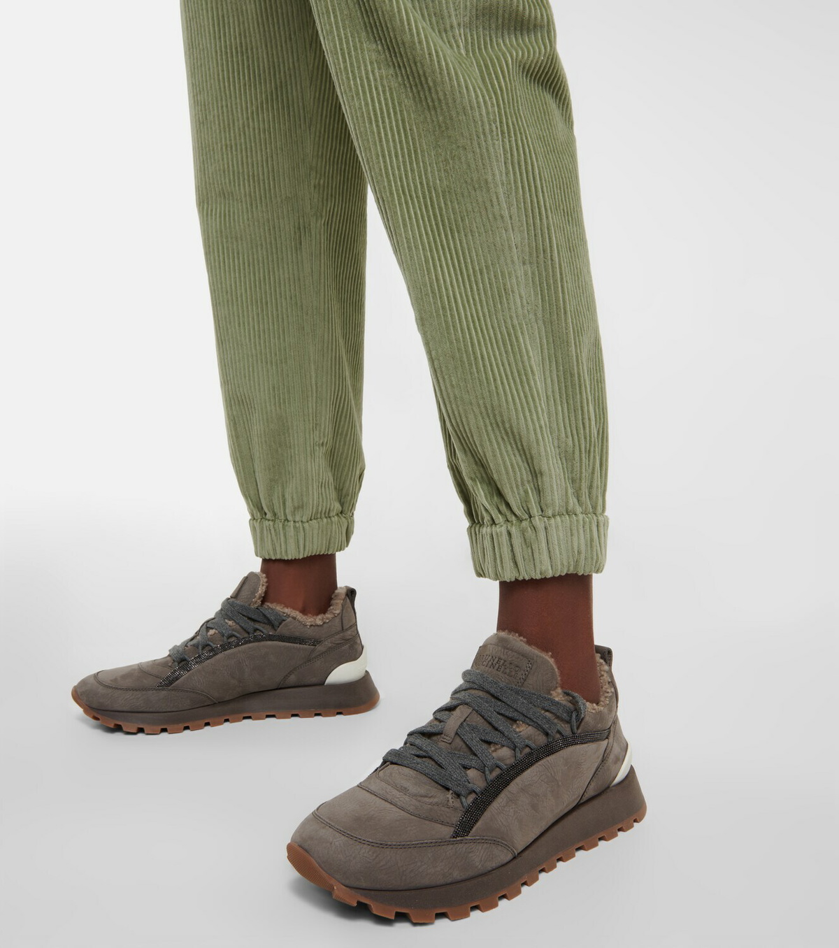 Brunello Cucinelli - Shearling-trimmed suede sneakers Brunello Cucinelli