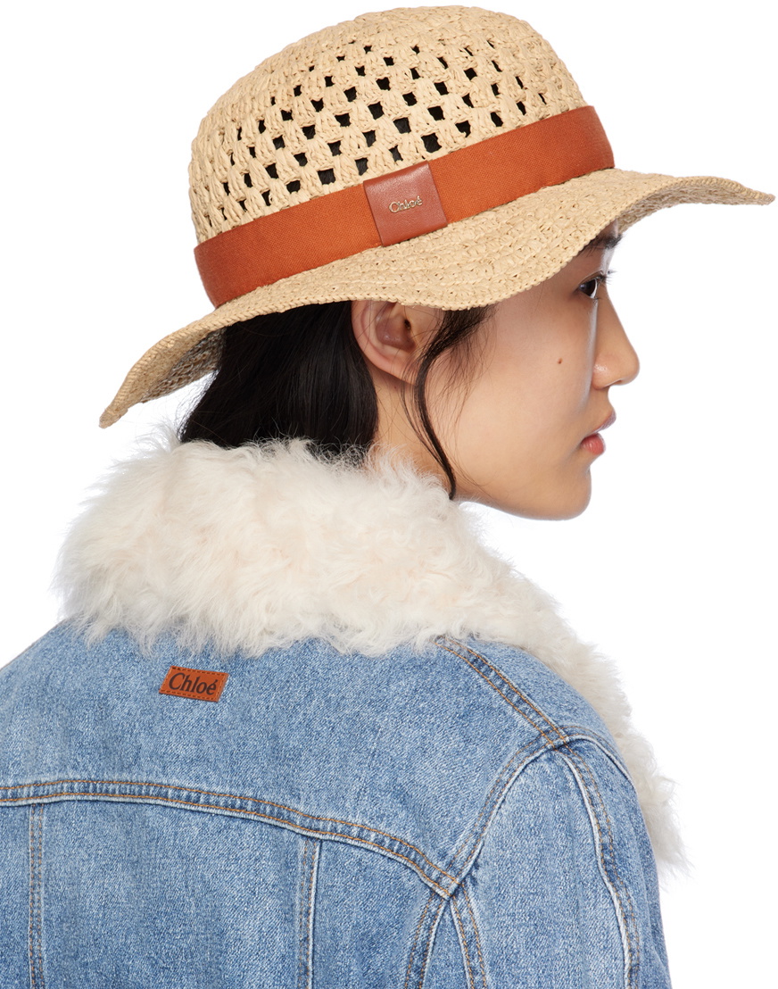 Chloé Beige Crochet Raphia Beach Hat Chloe
