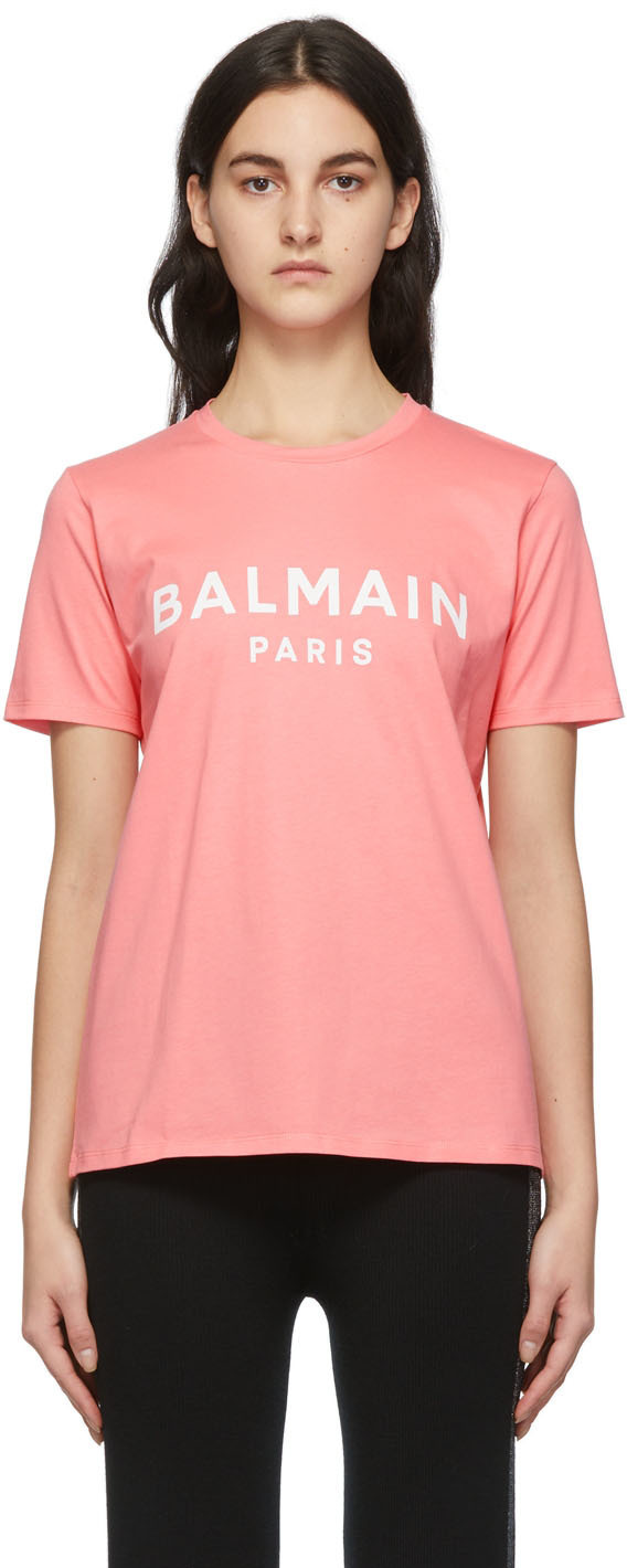 Balmain Pink Printed Logo T-Shirt Balmain