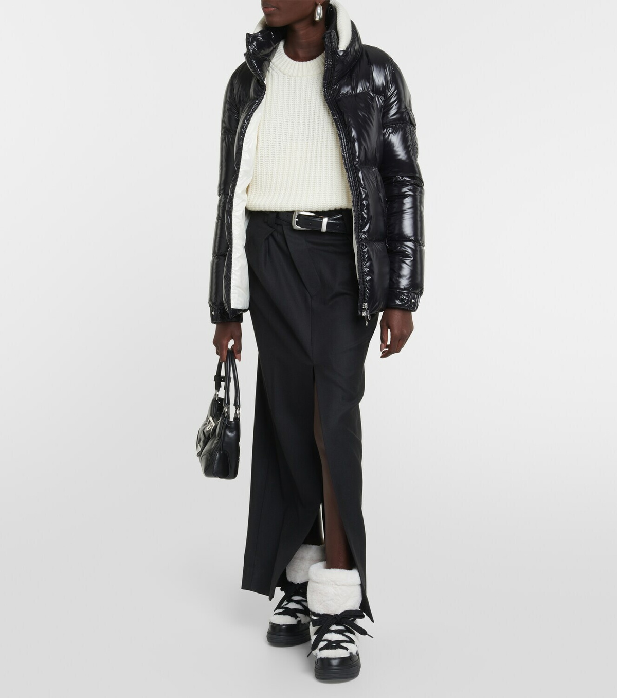 Moncler Insolux faux fur and suede snow boots Moncler