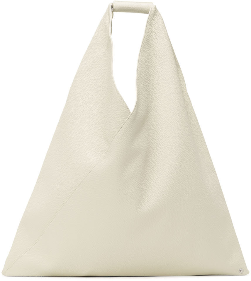 MM6 Maison Margiela White Medium Faux-Leather Triangle Tote MM6 Maison ...