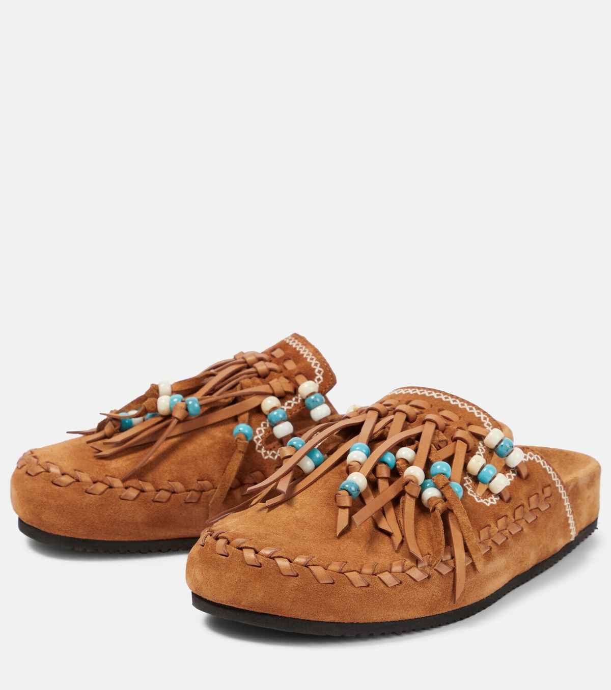 Alanui - Bead-embellished suede mules Alanui