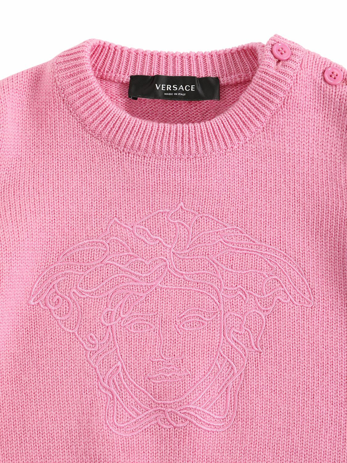 VERSACE Medusa Embroidered Logo Wool Sweater Versace