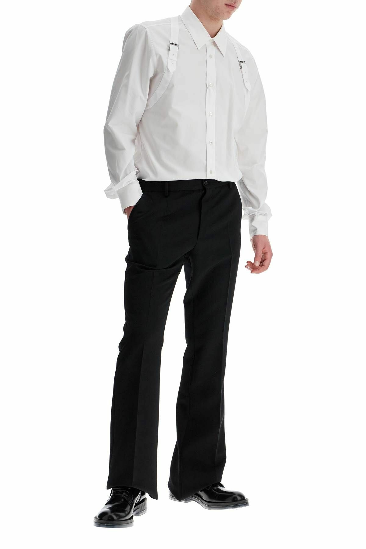 ALEXANDER MCQUEEN poplin harness shirt for men White Alexander McQueen