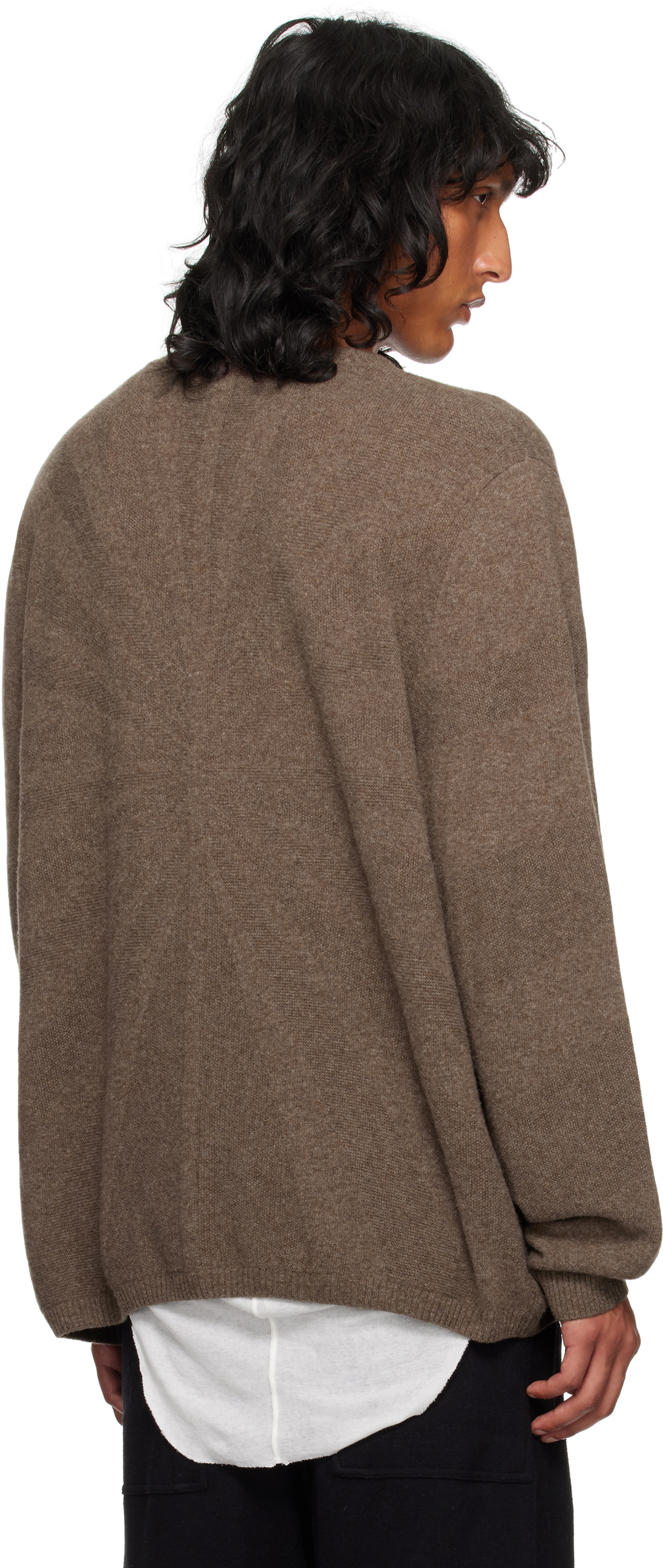 Rick Owens Moncler + Rick Owens Gray Jumbo Round Neck Sweater Rick Owens