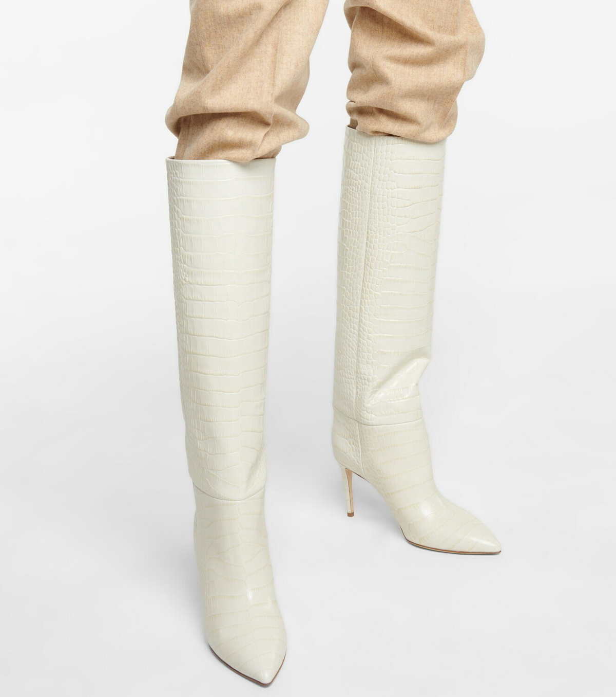 Paris Texas - Croc-effect leather knee-high boots Paris Texas