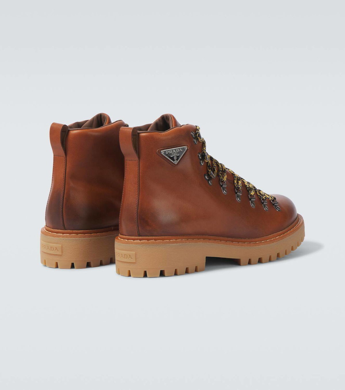 Prada Logo leather lace-up boots Prada