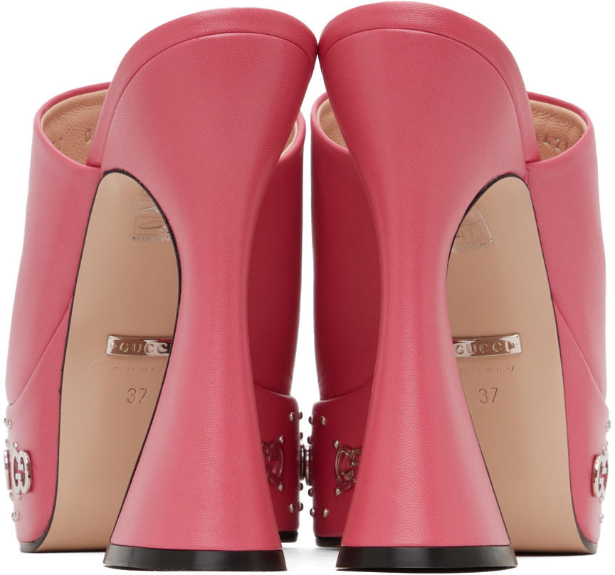 Gucci Pink Leather Heeled Sandals Gucci