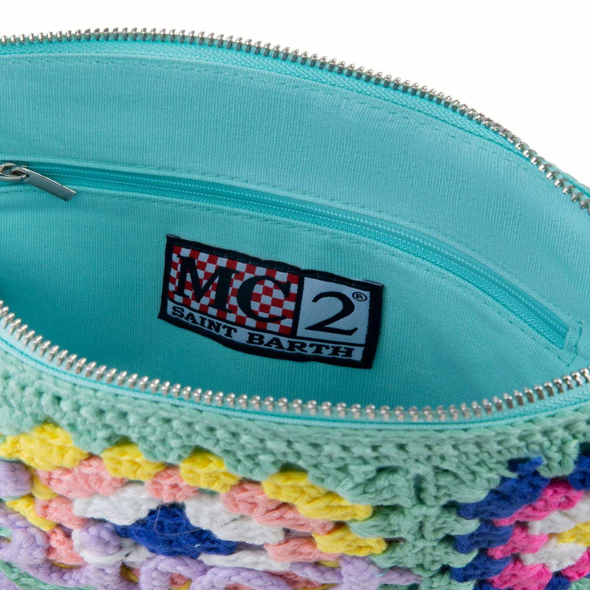 MC2 Saint Barth Parisienne Water Green Crochet Pouch Bag With Saint ...