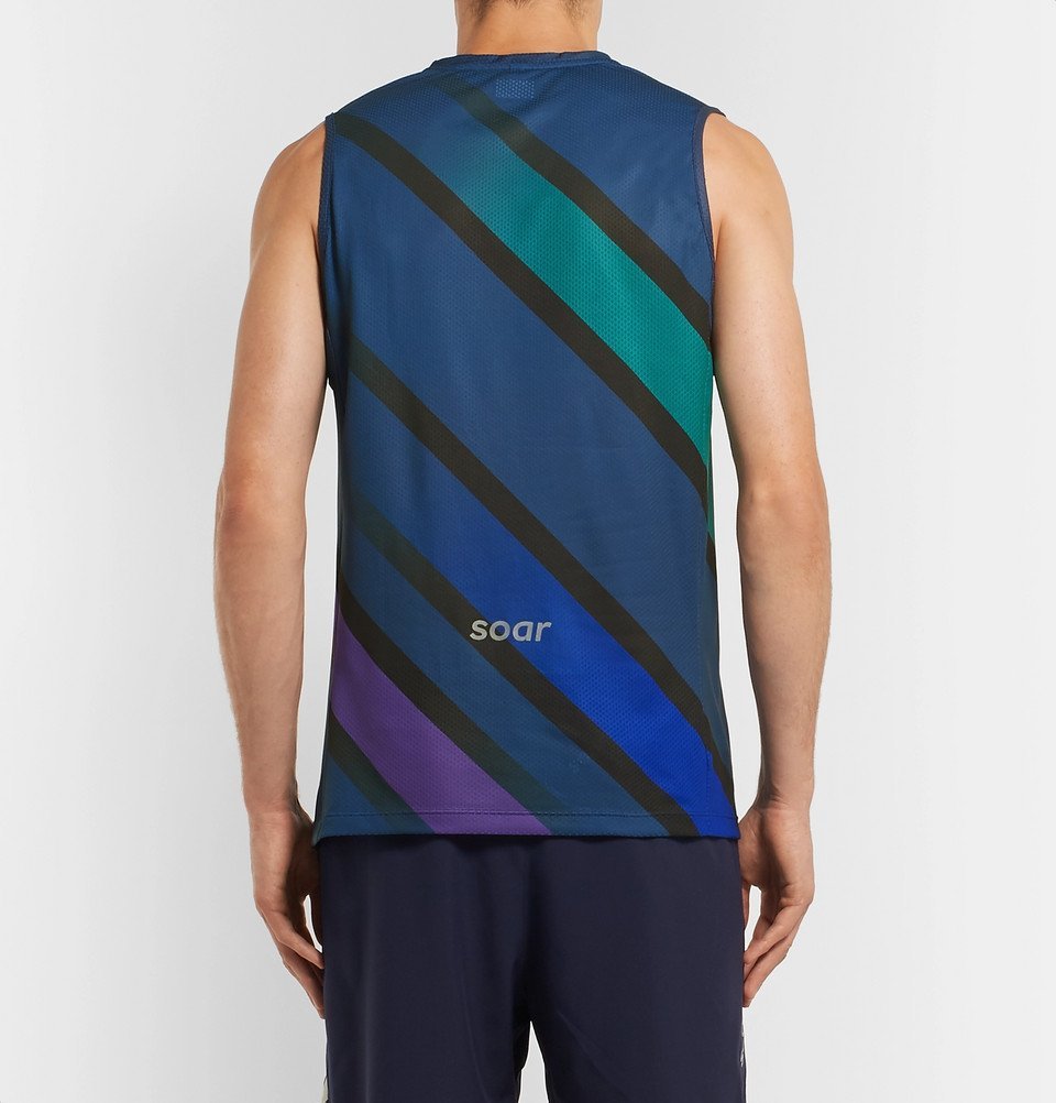 Soar Running - Striped Mesh Tank Top - Navy Soar Running