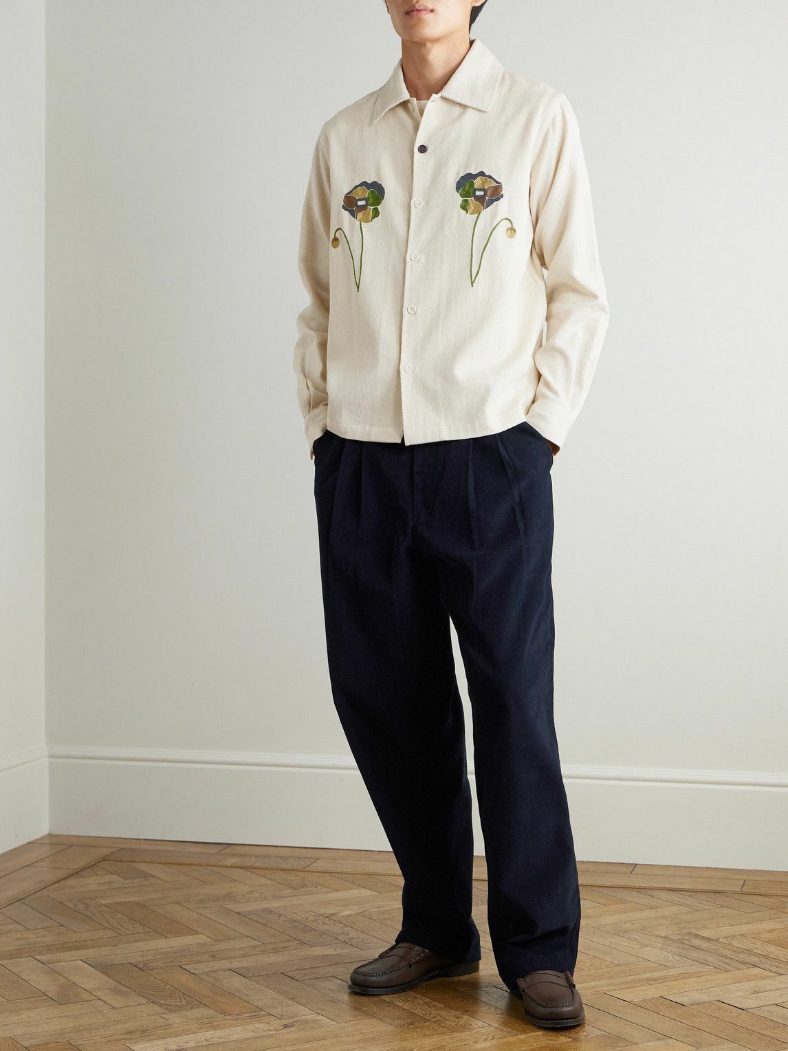 Kardo - Martin Embroidered Cotton-Twill Shirt - Neutrals Kardo