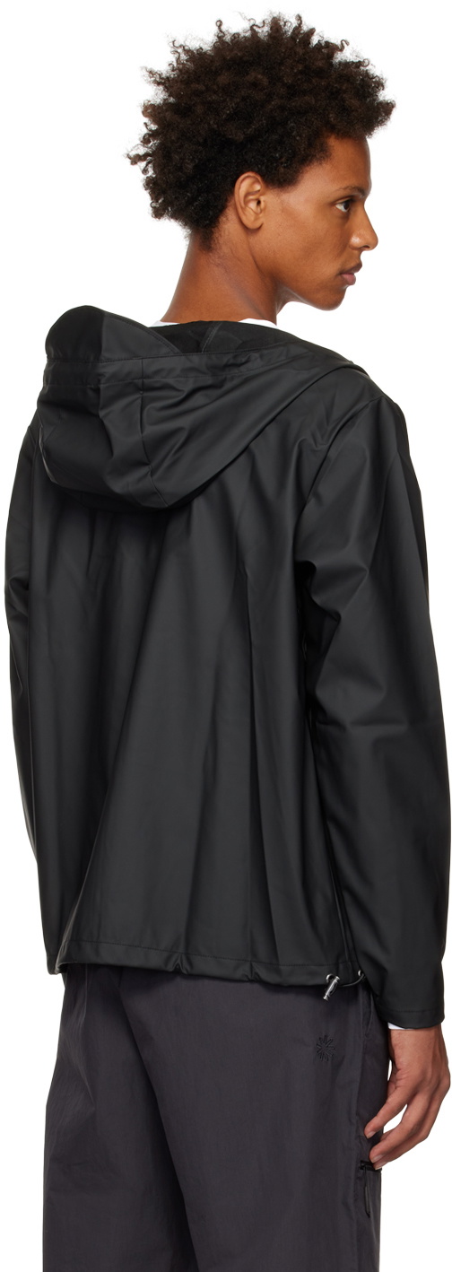 RAINS Black Short Hooded Jacket Rains