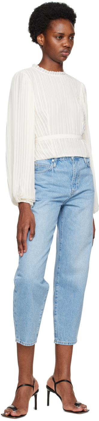 FRAME Off-White Cutout Blouse Frame Denim