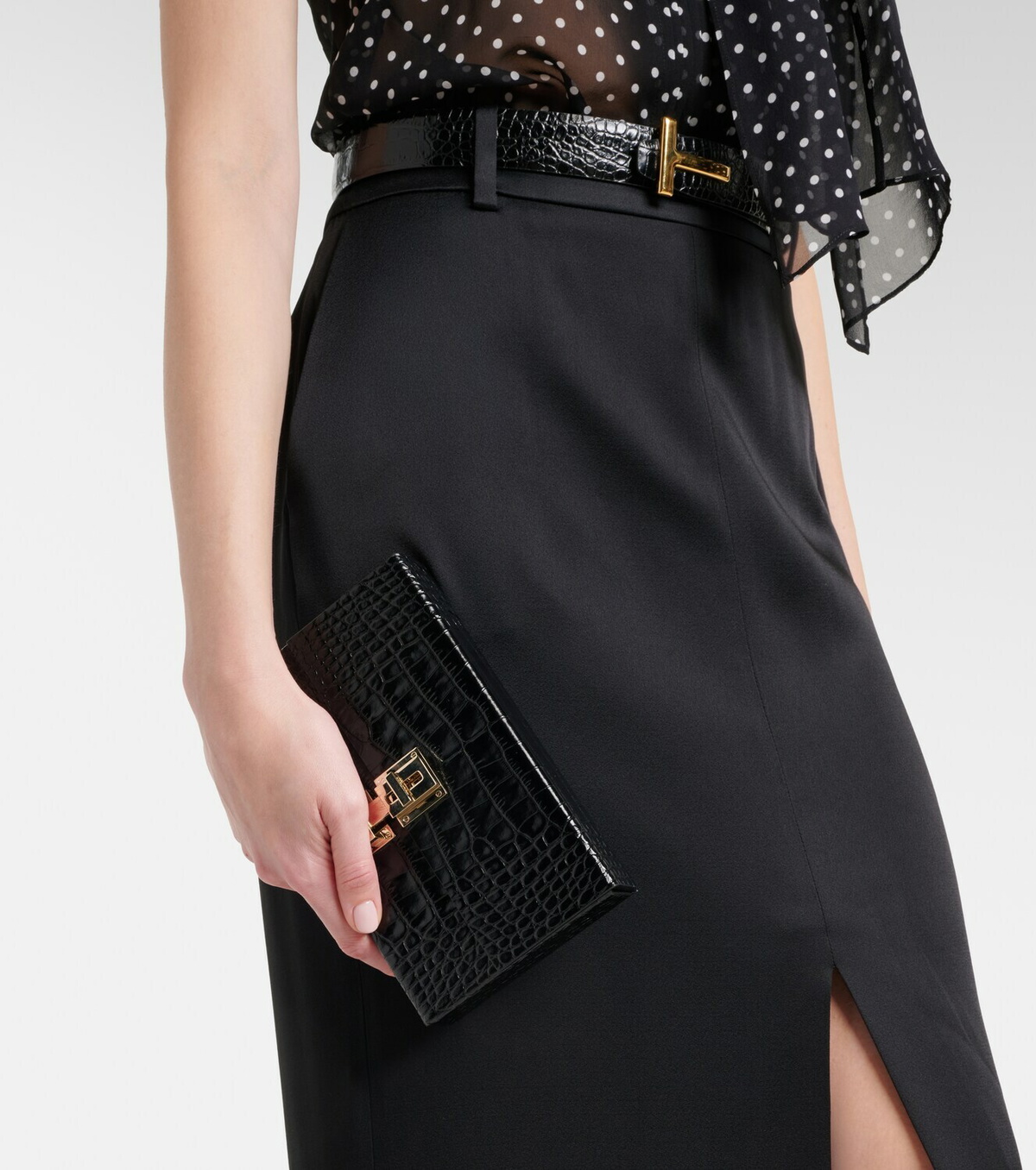Tom Ford T Latch croc-effect leather box clutch TOM FORD