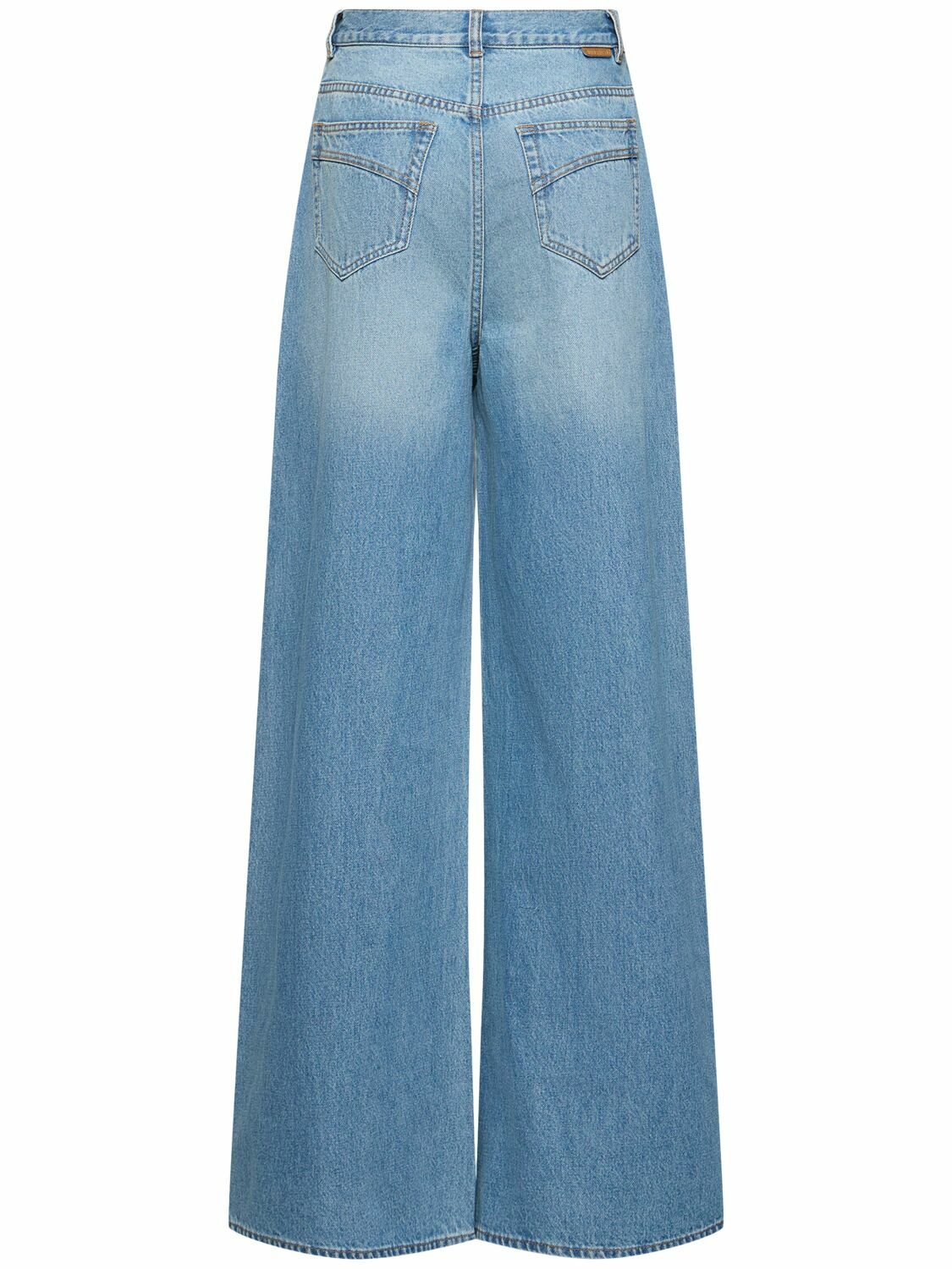 ZIMMERMANN Crush Cotton Denim Wide Jeans Zimmermann