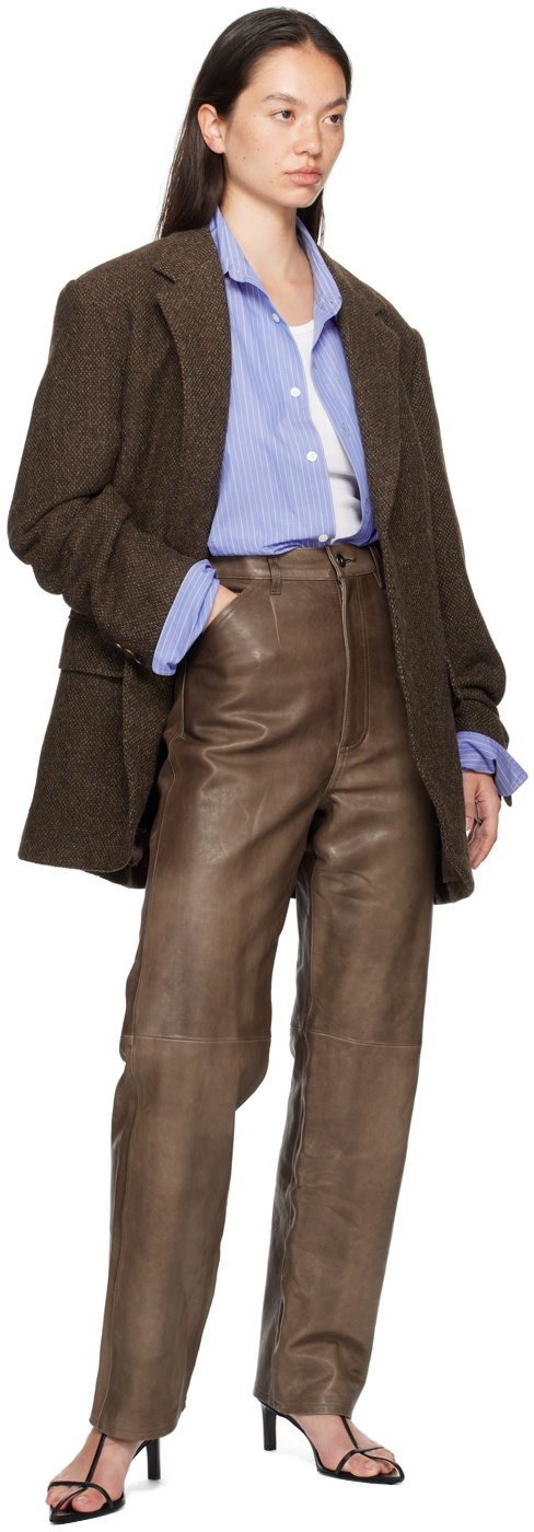 AURALEE Brown Lama Shetland Wool Tweed Blazer Auralee