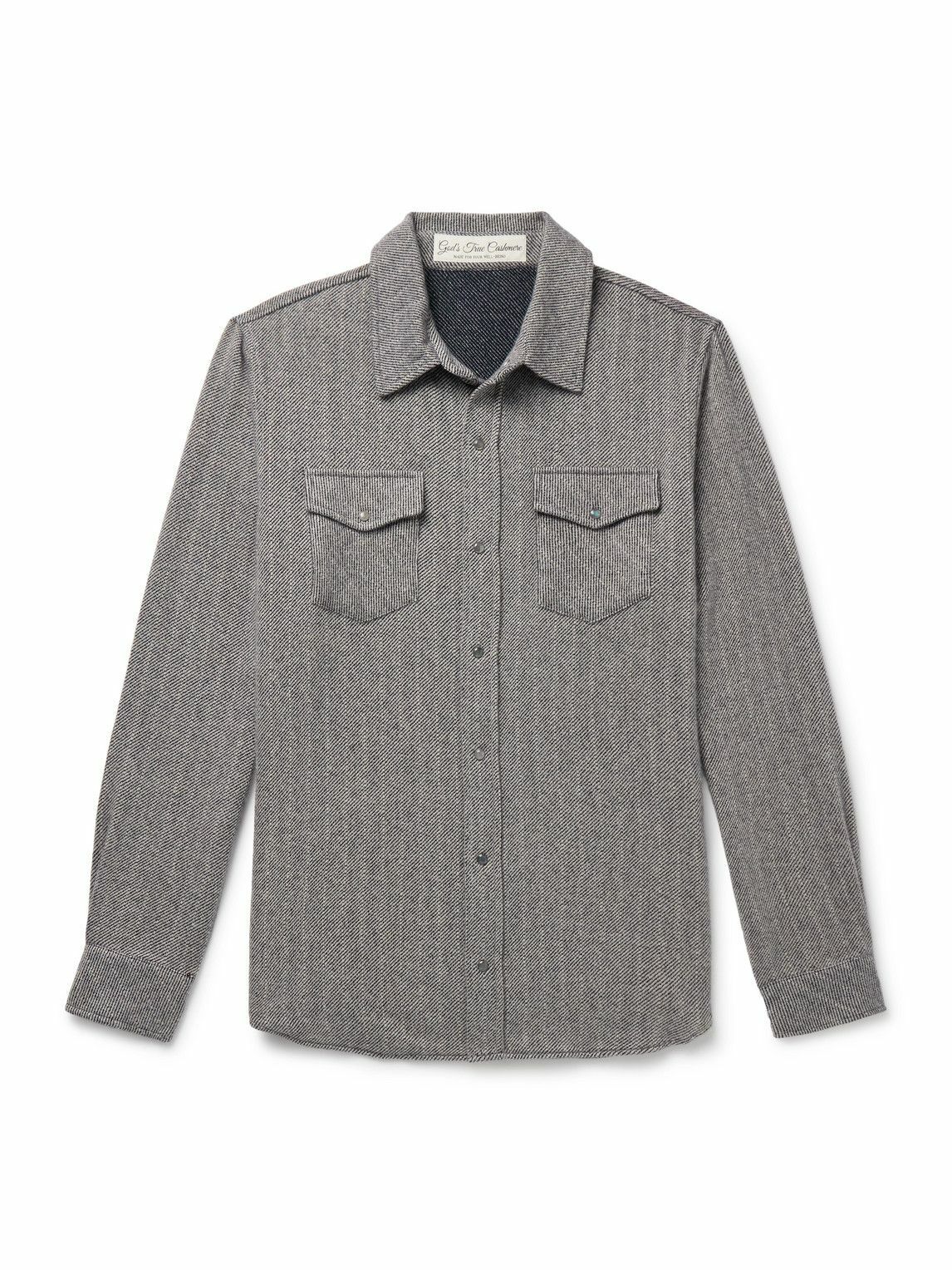 God's True Cashmere - Striped Cashmere Shirt - Gray God's True Cashmere