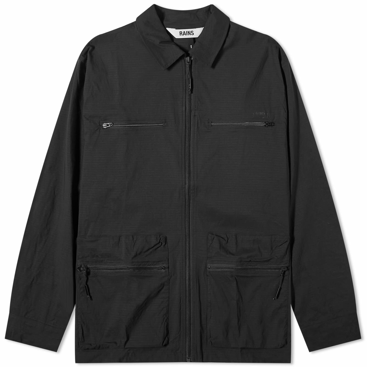 Rains Men's Tomar Zip Overshirt in Black Rains