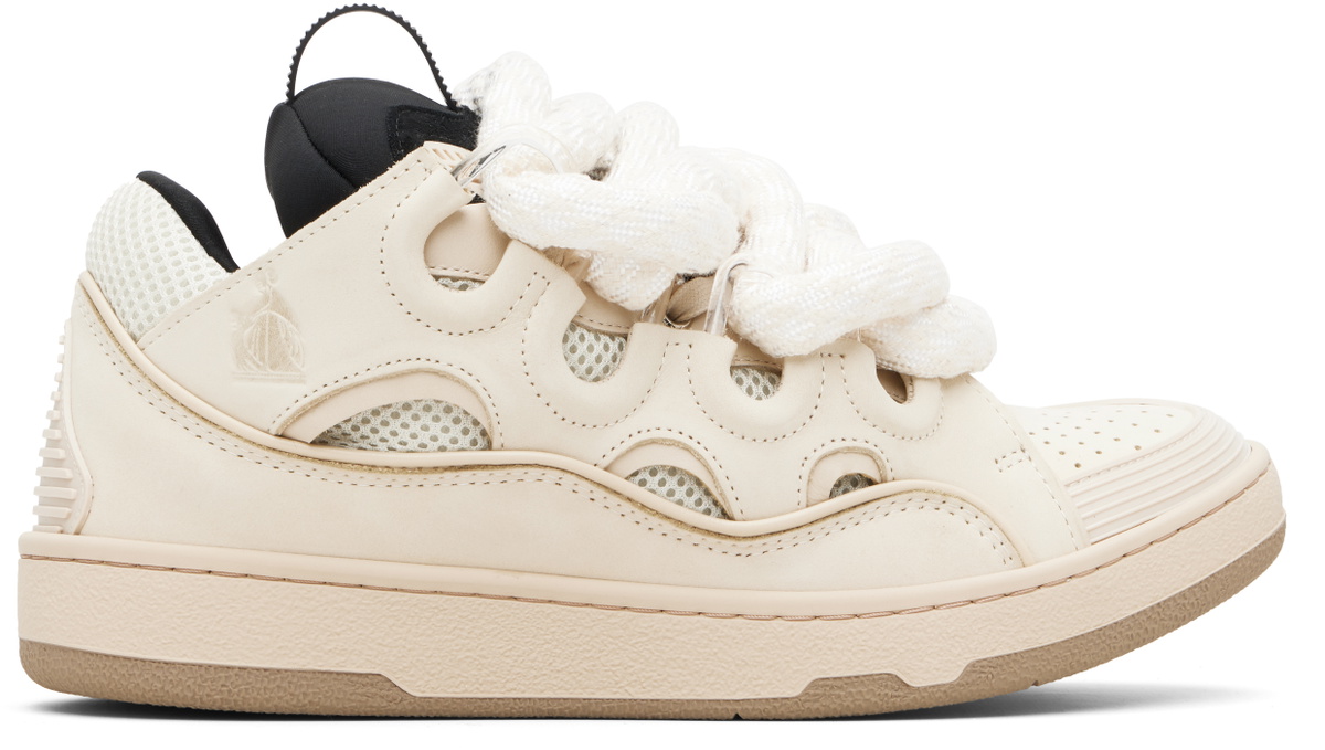 Lanvin Beige Curb Leather With Snake Laces Sneakers Lanvin