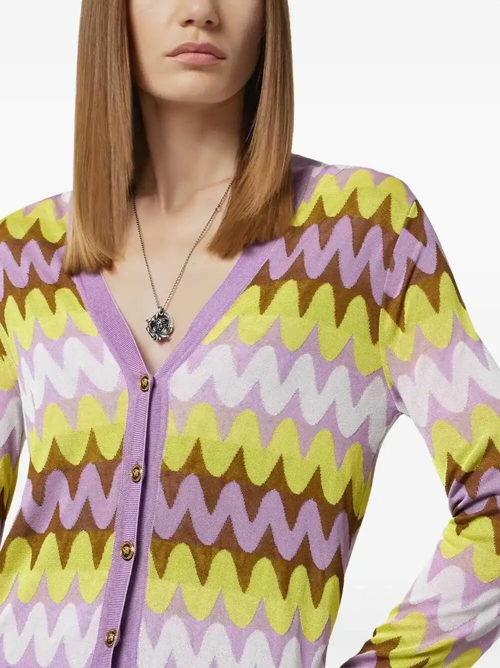 Versace Wave-Jacquard Cardigan Versace