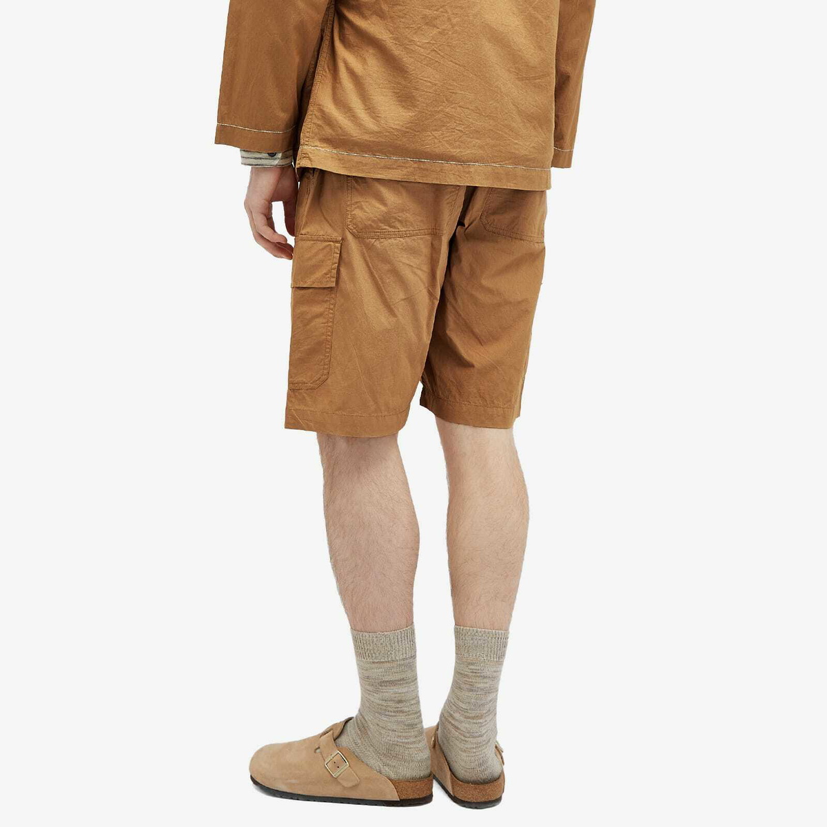 Universal Works Men's Broad Cloth Cargo Shorts in Sand Universal Works
