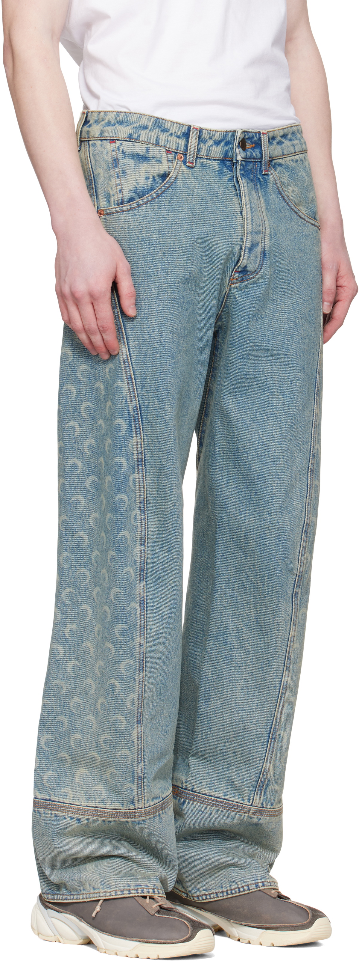 Marine Serre Blue Moon Laser Curved Jeans Marine Serre