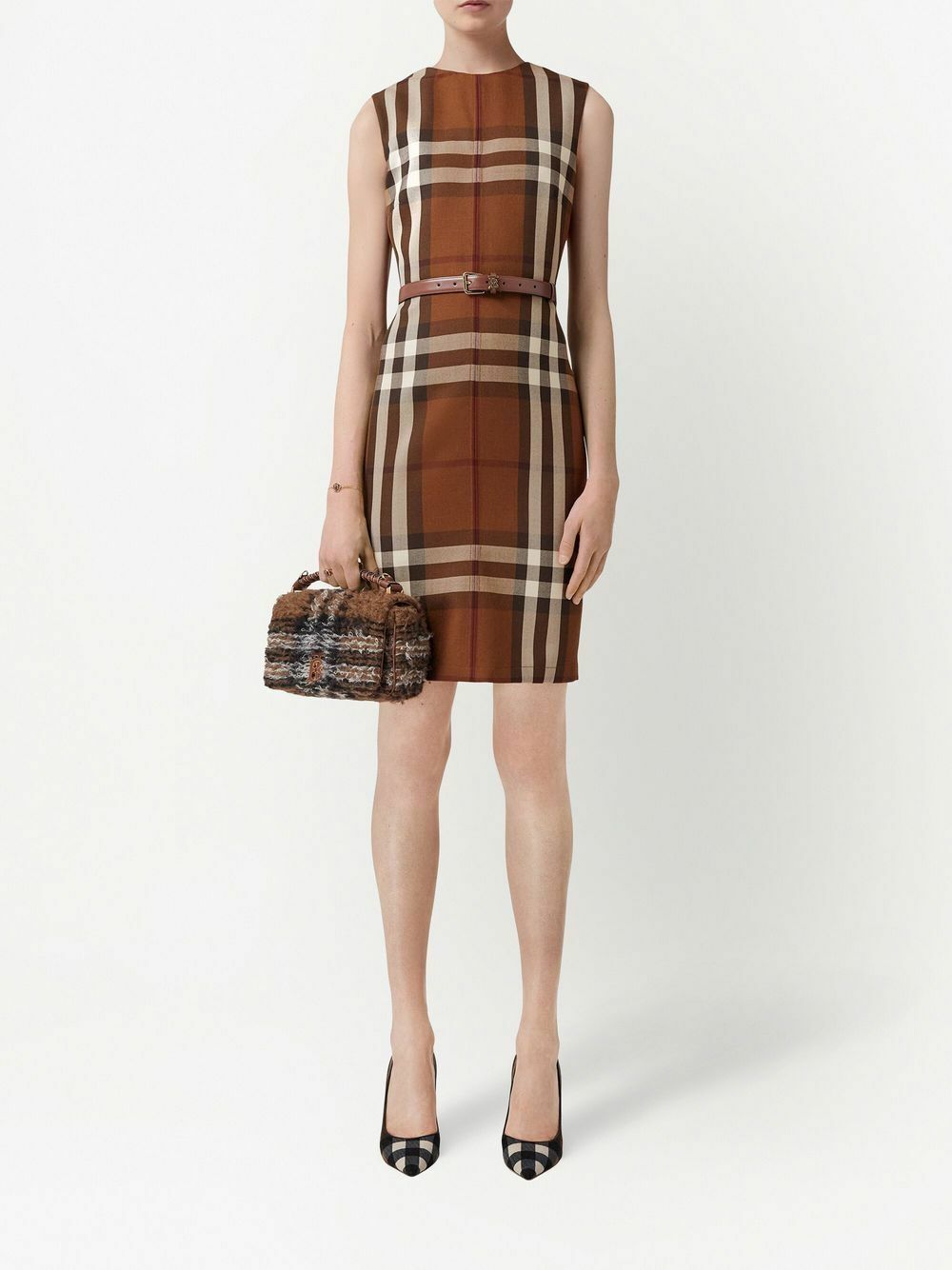 BURBERRY - Check Motif Wool Dress Burberry