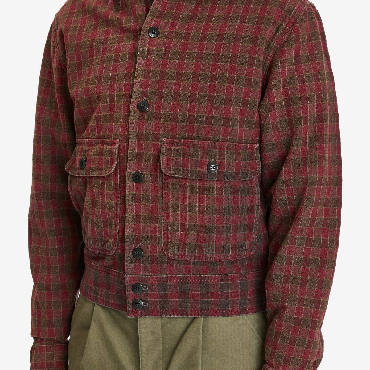 RRL Men's Highway Check Overshirt in Rl-739 Red/Black RRL