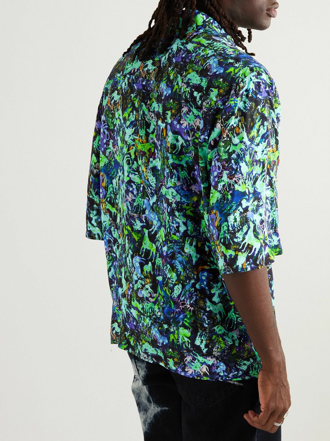 Collina Strada - Floral-Print Silk Shirt - Blue Collina Strada