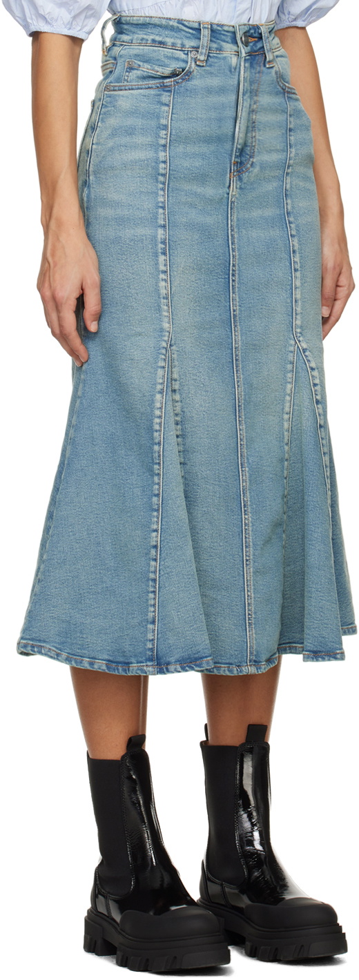 GANNI Blue Tint Denim Maxi Skirt GANNI