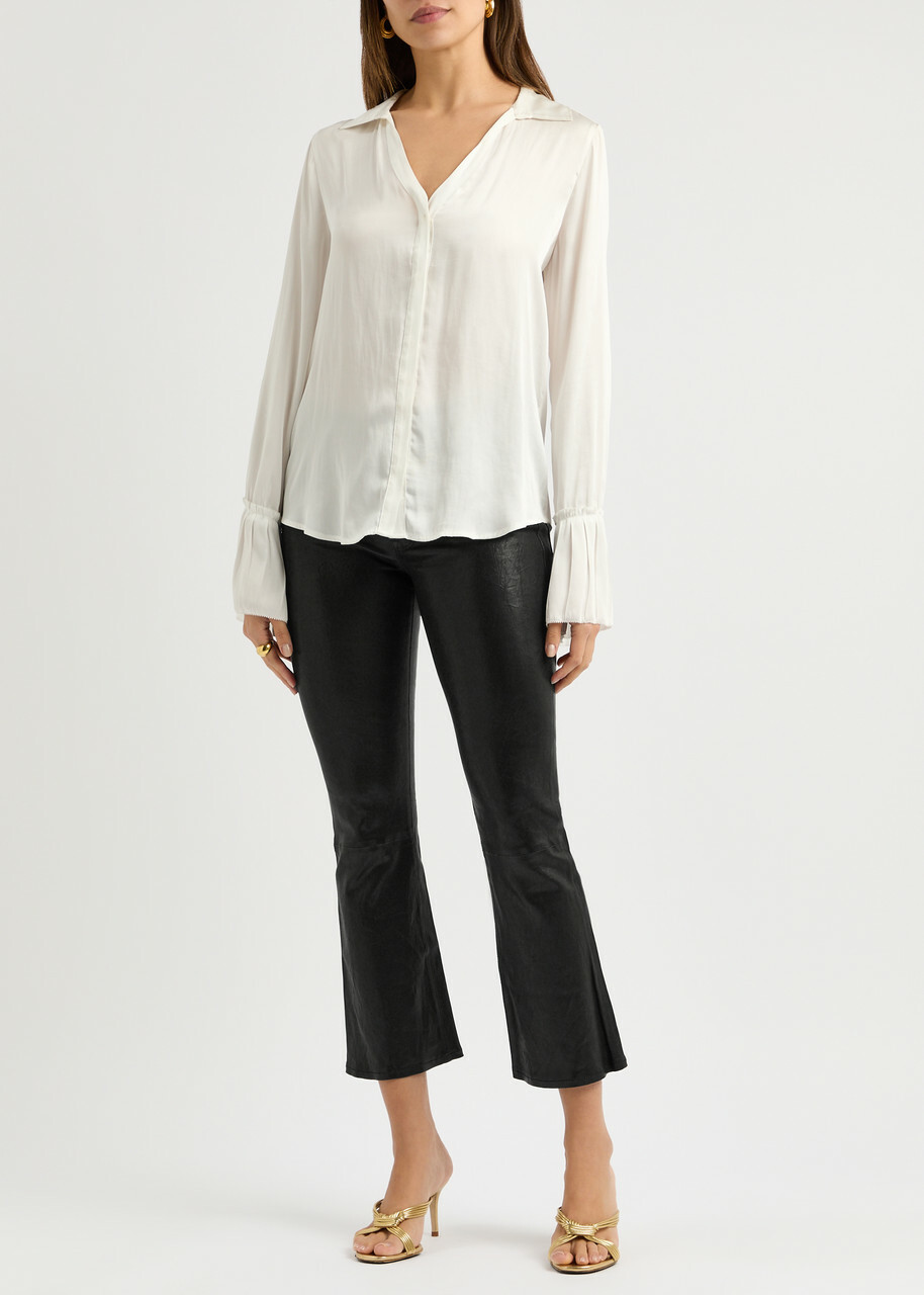 Frame Le Crop Mini Boot Leather Jeans Black Frame Denim
