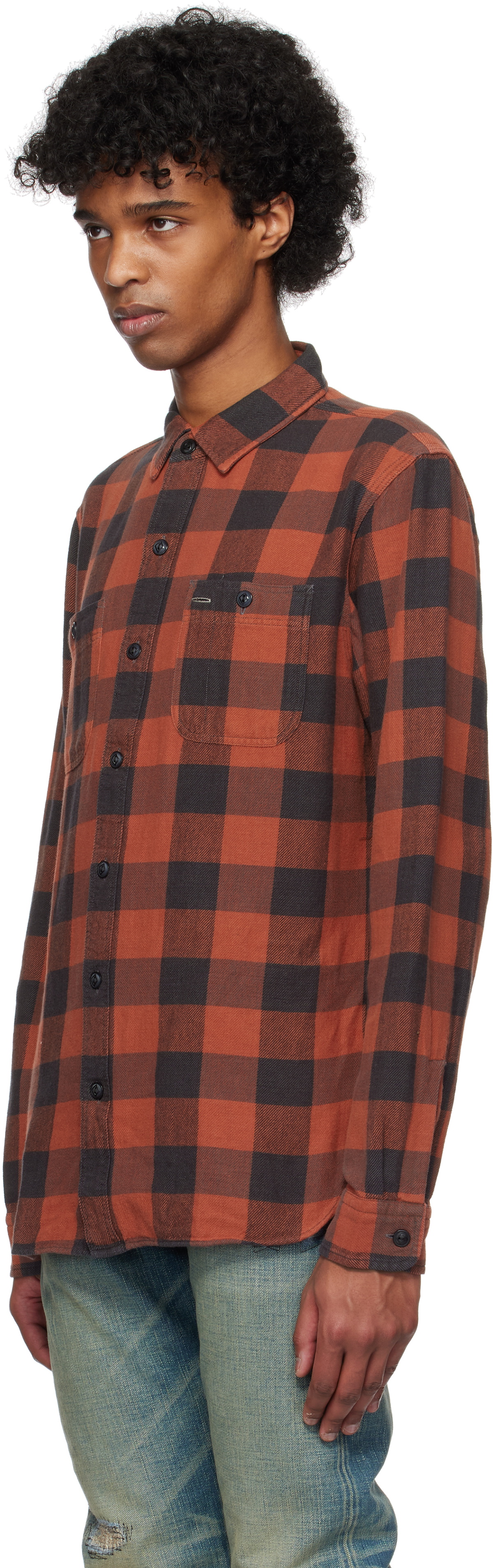 RRL Red & Black Plaid Twill Work Shirt RRL