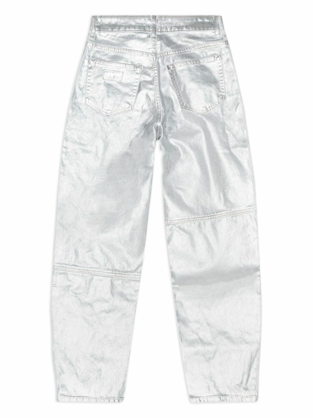 GANNI Silver Metallic Wide-Leg Jeans GANNI