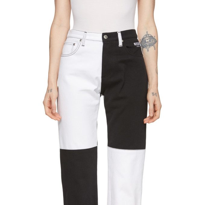 MSGM Black and White Colorblocked Jeans MSGM
