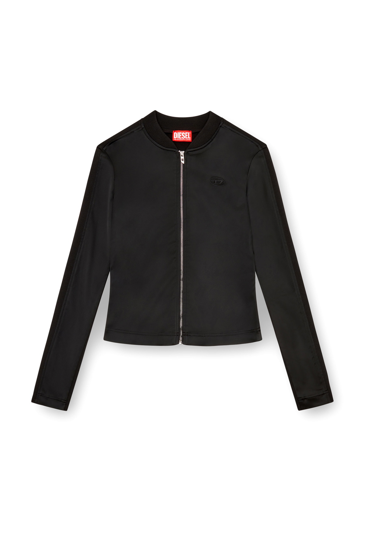 Diesel Rib-knit and stretch satin jacket - Jackets Womens in Black Diesel