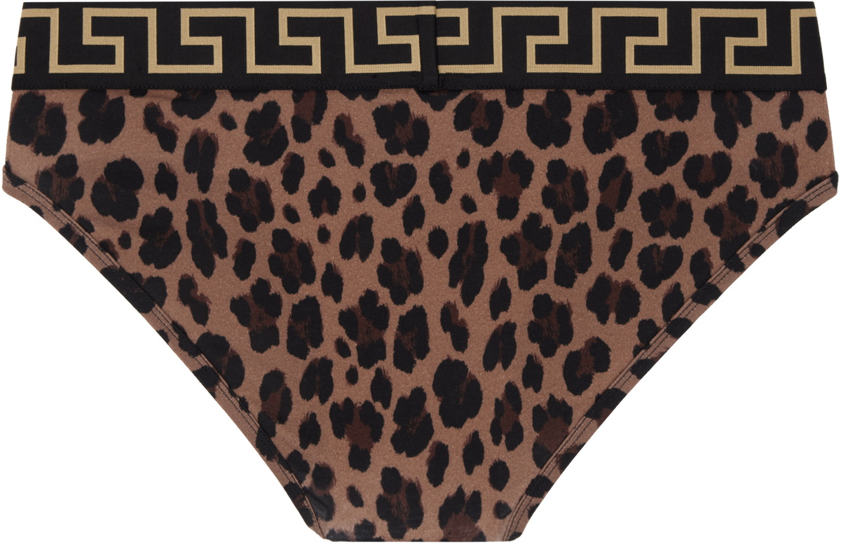 Versace Underwear Black & Brown Leopard Greca Border Briefs Versace ...